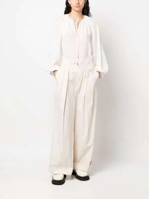 PHAEONIA Self-tie Silk Blouse - White