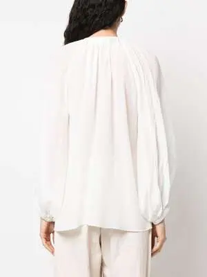 PHAEONIA Self-tie Silk Blouse - White