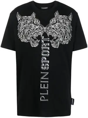 PLEIN SPORT Tiger-print T-shirt - Black