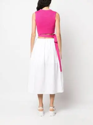 Red Valentino Tie-strap Ribbed-knit Top