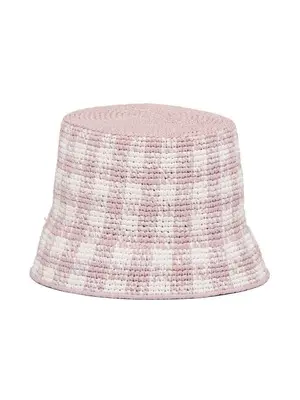 Prada Checked Raffia Bucket Hat
