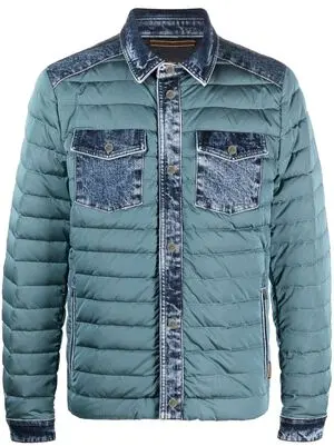 MOORER Denim-trim Padded Jacket - Blue