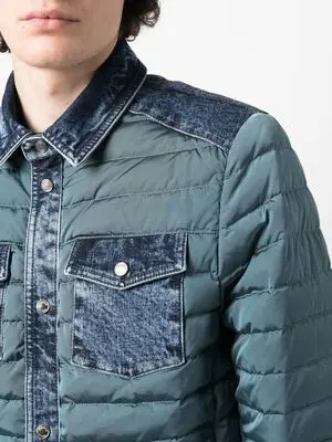 MOORER Denim-trim Padded Jacket