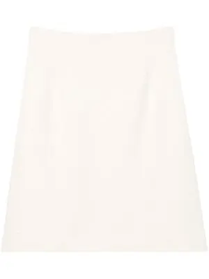 St. John Textured Tweed Skirt - White