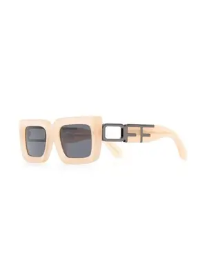 Off-White Boston Logo-plaque Sunglasses - Neutrals