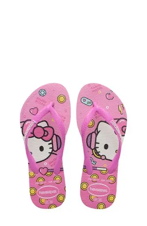 Havaianas Hello Kitty Slim Flip Flop - White/ Reddish Purple