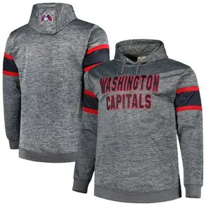 Profile Washington Capitals Big & Tall Stripe Pullover Hoodie - Heather Charcoal