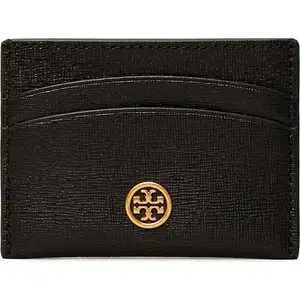 Tory Burch Robinson Leather Card Case - Black
