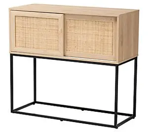 BAXTON STUDIO Amelia Wood And Natural Rattan Sideboard Buffet - One-color