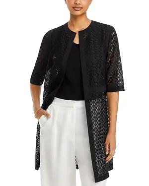 Misook Lace Long Jacket - Black