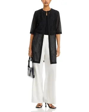 Misook Lace Long Jacket - Black