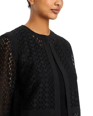 Misook Lace Long Jacket - Black