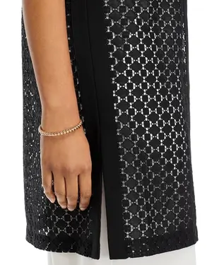 Misook Lace Long Jacket - Black