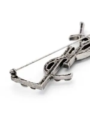 Saint Laurent Cassandre Crocodile Brooch - Silver