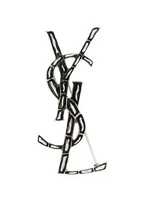 Saint Laurent Saint Laurent Cassandre Crocodile Brooch Silver