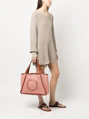 Stella McCartney Embroidered Logo Woven Tote - Pink