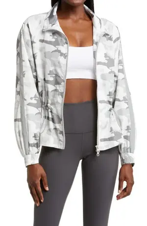 Blanc Noir Blanc Noir Tempest Water Repellent Peplum Jacket With Camouflage Print White Camo