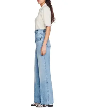 Sandro Oslo High Rise Wide Leg Jeans - Blue Jean