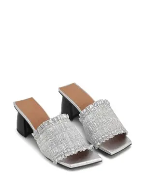 GANNI Smock-detail Kitten-heel Mules