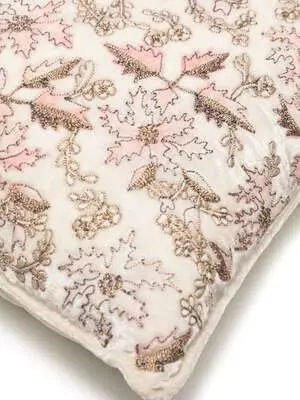 ANKE DRECHSEL Floral-embroidered Silk-velvet Cushion