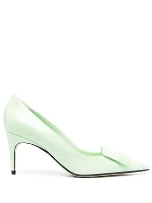 SERGIO ROSSI 75mm Appliqué-detail Leather Pumps - Green