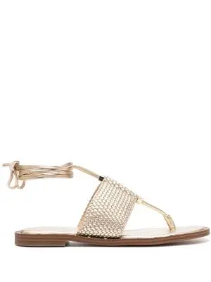 Michael Kors Interwoven Ankle-tie Sandals - Gold