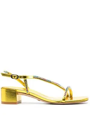 STUART WEITZMAN Crystal-embellished 45mm Block-heel Sandals - Yellow