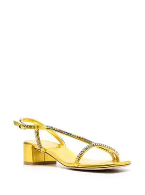 STUART WEITZMAN Crystal-embellished 45mm Block-heel Sandals - Yellow