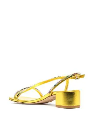STUART WEITZMAN Crystal-embellished 45mm Block-heel Sandals - Yellow