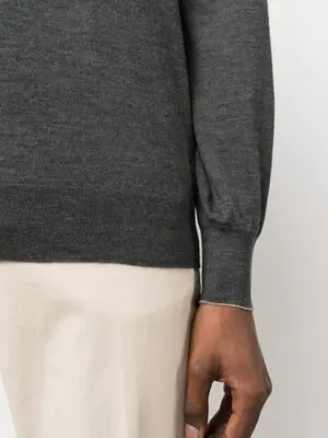 Brunello Cucinelli V-neck Fine-knit Jumper - Grey