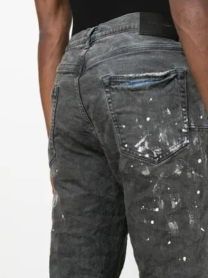 PURPLE BRAND Paint Splatter Straight-leg Jeans