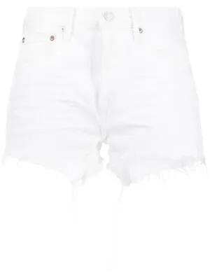 AGOLDE AGOLDE White Organic Cotton Frayed Hem Denim Shorts