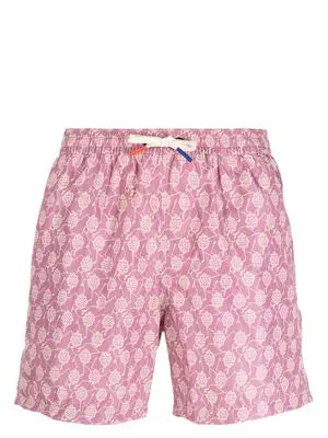 Altea Floral-print Drawstring Swim Shorts - Purple