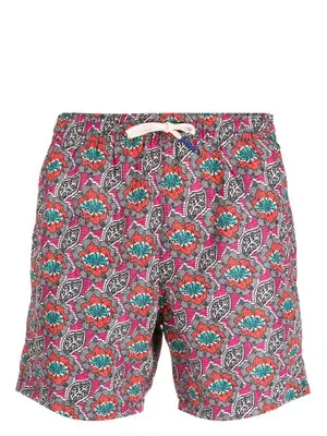 Altea Floral-print Drawstring Swim Shorts - Black