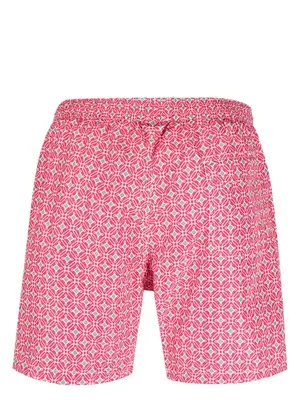 Altea Geometric-print Drawstring Swim Shorts - Pink