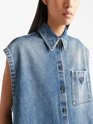 Prada Sleeveless Denim Shirt