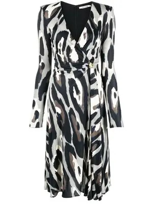 Roberto Cavalli Animal-print Wrap Midi Dress