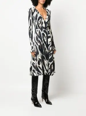 Roberto Cavalli Animal-print Wrap Midi Dress