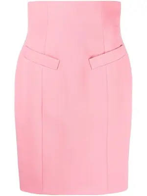 Balmain High-waist Wool Pencil Skirt