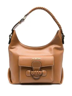 Moschino Logo Plaque Shoulder Bag - Brown