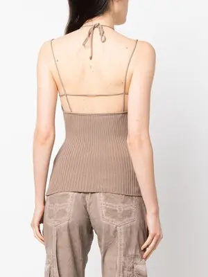 Blumarine Halterneck Knitted Top - Brown