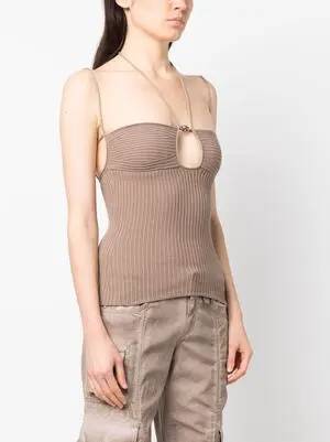 Blumarine Halterneck Knitted Top - Brown