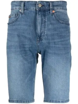 BOSS Straight-leg Denim Shorts - Blue
