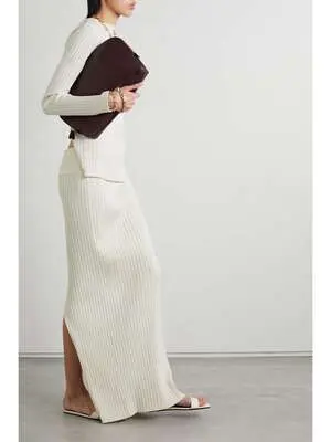 THE ROW Moss Ribbed Silk Maxi Skirt - White