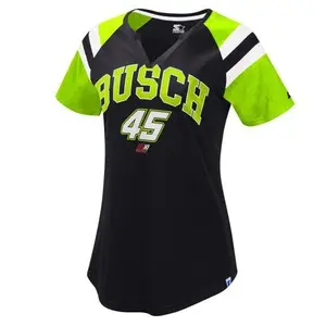 STARTER Green Kurt Busch Game On Notch V-neck T-shirt - Black