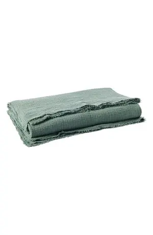 COYUCHI Topanga Organic Cotton Matelassé Blanket - Juniper