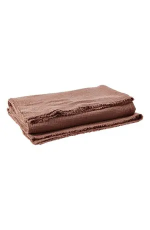 COYUCHI Topanga Organic Cotton Matelassé Blanket - Redwood