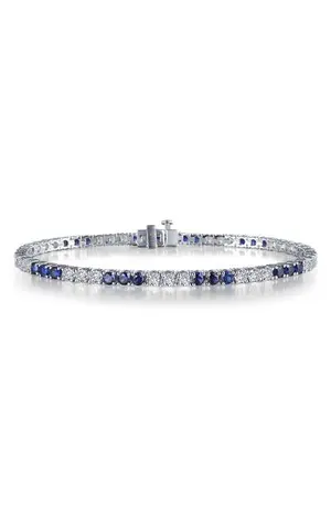 Lafonn Lab Grown Sapphire & Simulated Diamond Tennis Bracelet - White/ Blue