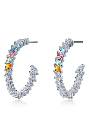 Lafonn Simulated Diamond And Created Sapphire Hoop Earrings