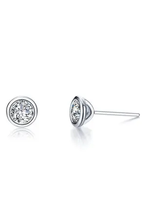 Lafonn Bezel Set Simulated Diamond Stud Earrings - White/silver